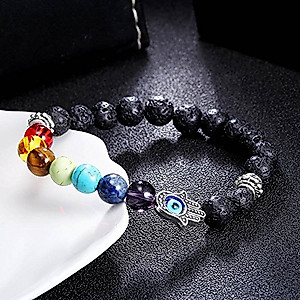 COLORFUL BLING Evil Eye Bracelet, Mal De Ojo Beaded Chakra Braided Bracelets for Women, Nazar Amulet Good Luck Bracelet with Hamsa/Evil Eye Indie Y2k Miraculous Jewelry Gifts for Women