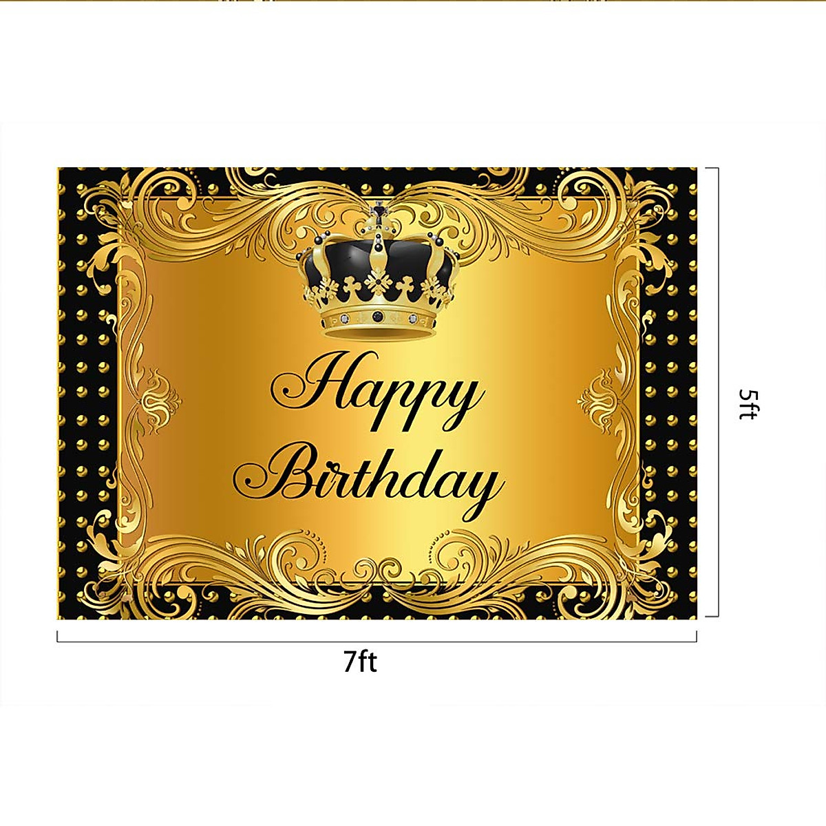 Lofaris Royal Little Prince Party Backdrop Black and Gold Crown Curtain Happy Birthday Background Little Boy First Birthday Party Decoration Supplies Cake Table Banner7x5ft
