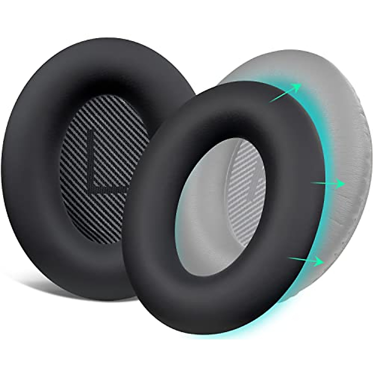 SOULWIT Silicone Ear Pads Cover Protector for Bose QuietComfort 15 QC15 QC25 QC2 QC35 QC45/Ae2 Ae2i Ae2w/SoundTrue & SoundLink AE Headphones Cushions, Sweatproof, Easily Washable - Black