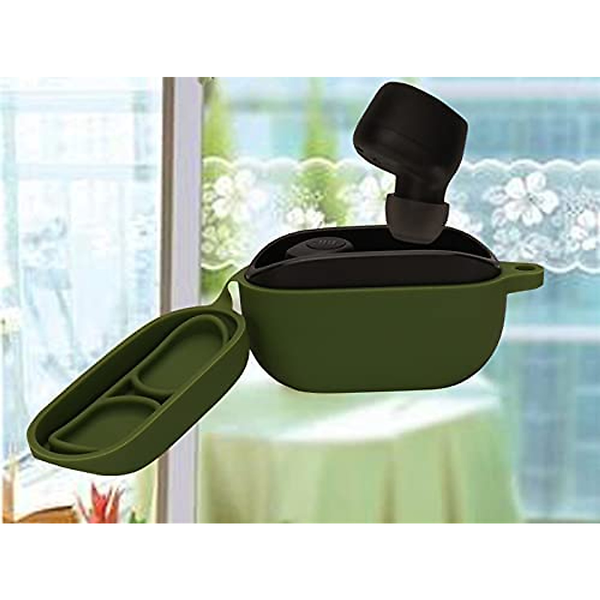 Case for Vibe Buds , Silicone Case for Vibe Buds Case , Shock-Proof , Water-Proof , Anti-Fall Protective Cover for Vibe Earbuds Case Cover with Keychain (Black)