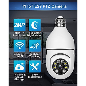 bluedery E27 360° Light Bulb Camera, 2.4GHz & 5G WiFi Security Cameras Wireless, 1080p Night Vision Home Security, Indoor Video Surveillance System, Motion Sensor Detection, Two-Way Audio-Talk
