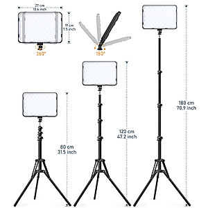 2 Pack Photography Video Lighting Kit, LED Video Light with 62'' Tripod Stand, Tinpops 2500-8500K Studio Streaming Lighting for Video Recording Live Game Podcast YouTube Portrait Photo Shooting