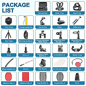 GAMSOD Action Camera Accessories Kit Compatible with Go Pro 11 10 9 8 7 6 5 4 Gopro Max Yi DJI Insta360 AKASO Campark XTU Camworld Sport Cameras (50 in 1)