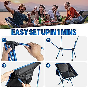 Nirvaer Camping Chairs, Ultralight Folding Camping Chairs, Compact Backpacking Portable Chair, for Hiking, Beach, Fishing, Outdoor Camp, Travel (Blue)