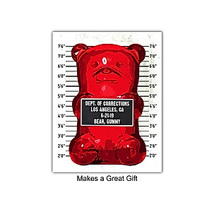 Gummy Bear Mugshot Modern Pop Art, Wall Art Set - Original 8x10 Poster Prints - Cool Unique Gift - Unframed Photo Pictures