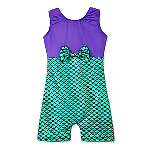 HOZIY Mermaid Leotards for Girls Gymnastics 4t 5t Green Purple Toddlers Bodysuits Dance Wear