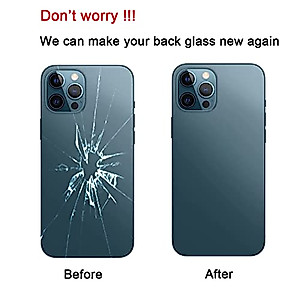 Perzework OEM Rear Back Glass Replacement (Pacific Blue) Compatible with iPhone 12 pro max 6.7 inches All Carriers with Pre-Installed Adhesive and Repairing Tool Kits