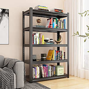 BYNSOE Garage Shelving Heavy Duty Storage Shelves for Garage Storage Rack Adjustable 5 Tier Metal Shelving Basement Garage Storage Shelves (5-Tier)