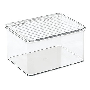 iDesign Recycled Plastic Pantry and Kitchen Storage, Freezer and Fridge Organizer Lidded Bin – 6.75” x 5.75” x 3.75”, Clear