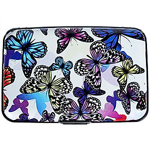 Kaabao Aluminum Wallet RFID Blocking Slim Metal Business ID Credit Card Holder Hard Case (Butterflies)