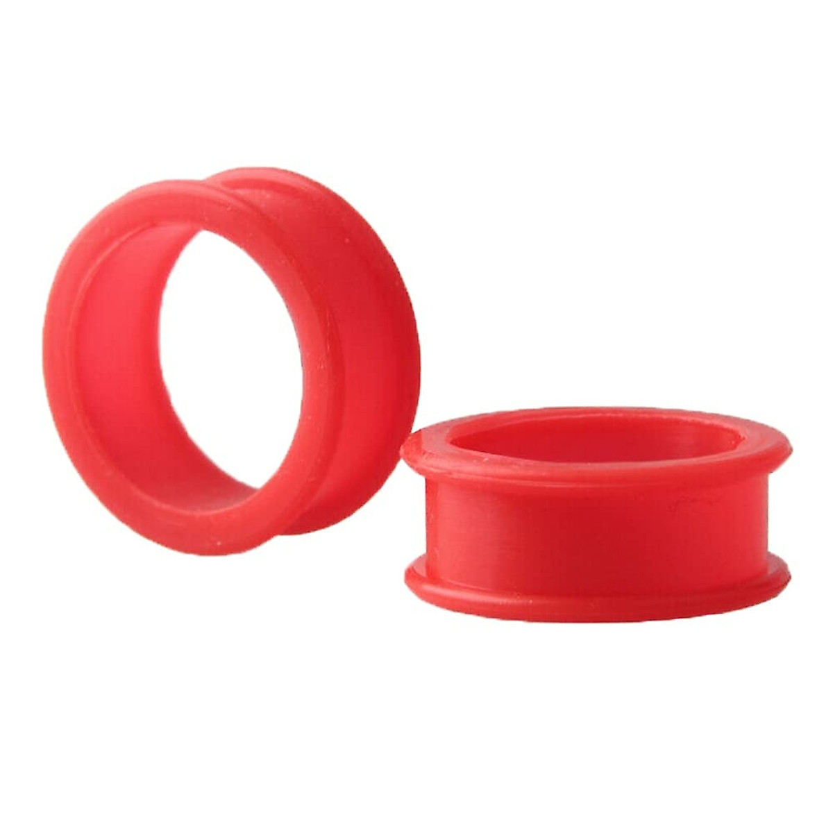 Pair 3/4" (19MM) RED SILICONE FLAT FLARE TUNNELS Double Flare Gauges Thin Soft Flexible Flesh Plugs (2pcs)
