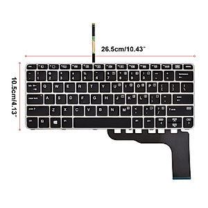 SUNMALL Replacement Keyboard with Backlit No Trackpoint Compatible with HP EliteBook 725 G3 725 G4 820 G3 820 G4 828 G4 with Silver Frame US Layout