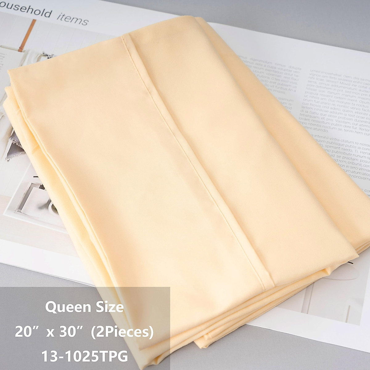 AYASW Pillowcases Queen Size Set of 2 Premium Soft and Cozy 1800 Double Brushed Microfiber Envelope Closure Pillow Case Set Yellow 20x30 inches Wrinkle, Fade Resistant Easy Care Holiday Decor