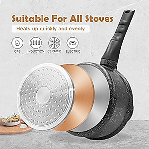 Bobikuke 1.5 Quart Saucepan with Lid, Nonstick Sauce Pan Small Soup Pots for Cooking, Sauce Pot with Lid Compatible for All Stoves, Milk Pan with Removeable Handle, Oven& Dishwasher Safe(BLACK)
