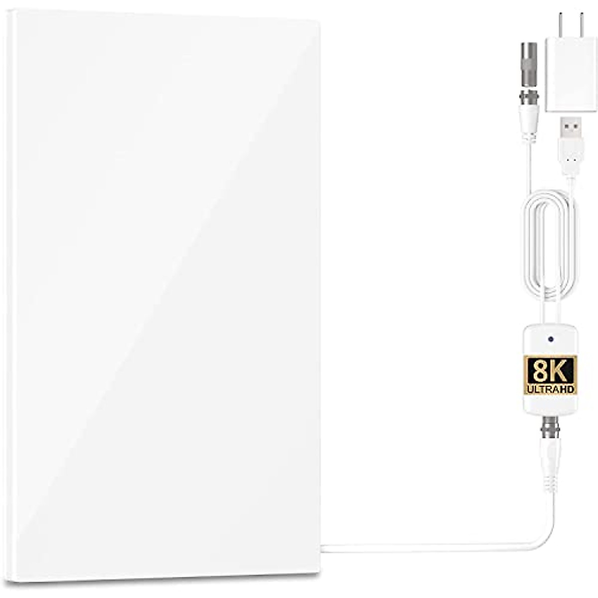 AusQo TV Antenna – 2023 New Epoch 8K Digital TV Antenna 1000Mile Range Indoor/Outdoor – Supports 8K 4K 1080P Fire TV Stick and All Old TVs – Amplifier Signal Booster – 16FT Coaxial HDTV Cable