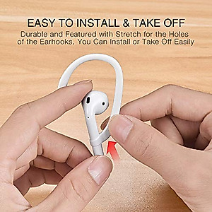 AirPods Ear Hooks Compatible with Apple AirPods 1, 2, 3, Pro and Pro 2, ICARERSPACE Anti-Slip Sports Ear Hooks for AirPods 1, 2, 3, Pro and Pro 2 - White