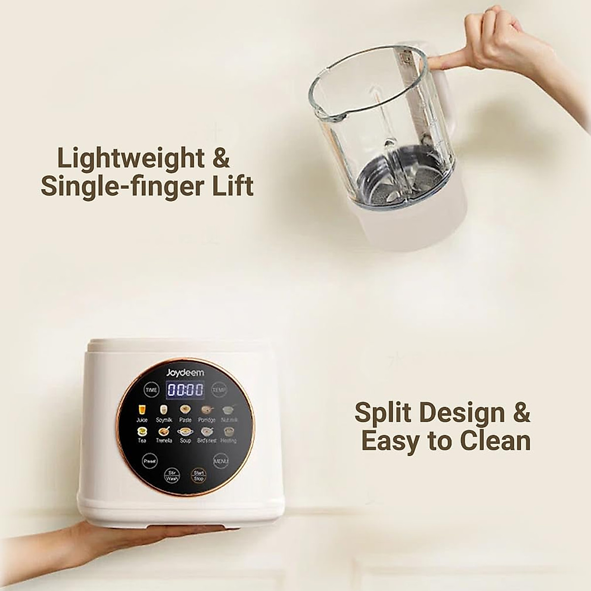 Joydeem JD-J03 Quiet Cooking Blender with Soundproof Shield, Silent Hot Cold Blender for Soy Milk & Juice, 8-Speed and Temperature Control, 12H Preset, 1100ml, White