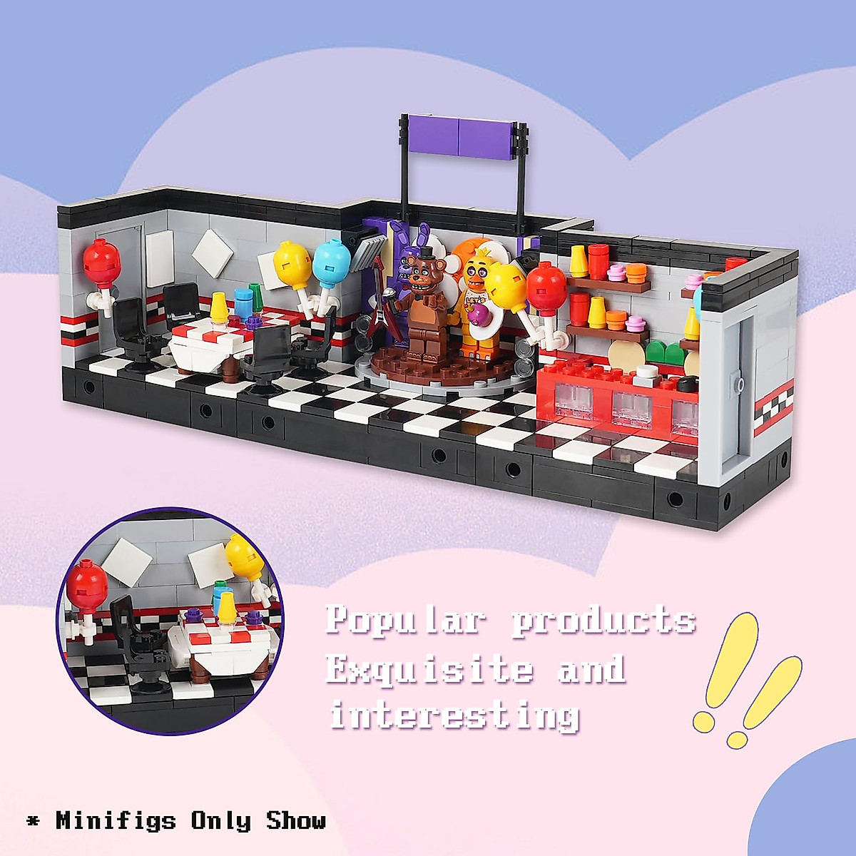 MOOXI-MOC FNAF Stage Building Set,Creative Cute Building Blocks Children Kits,Halloween for Kids(745pcs)