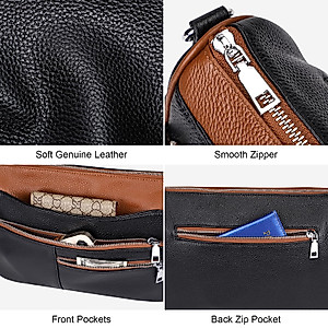 Over Earth Genuine Leather Shoulder Bag Small Crossbody Handbags for Women Ladies Purse(O131E Black/Brown)