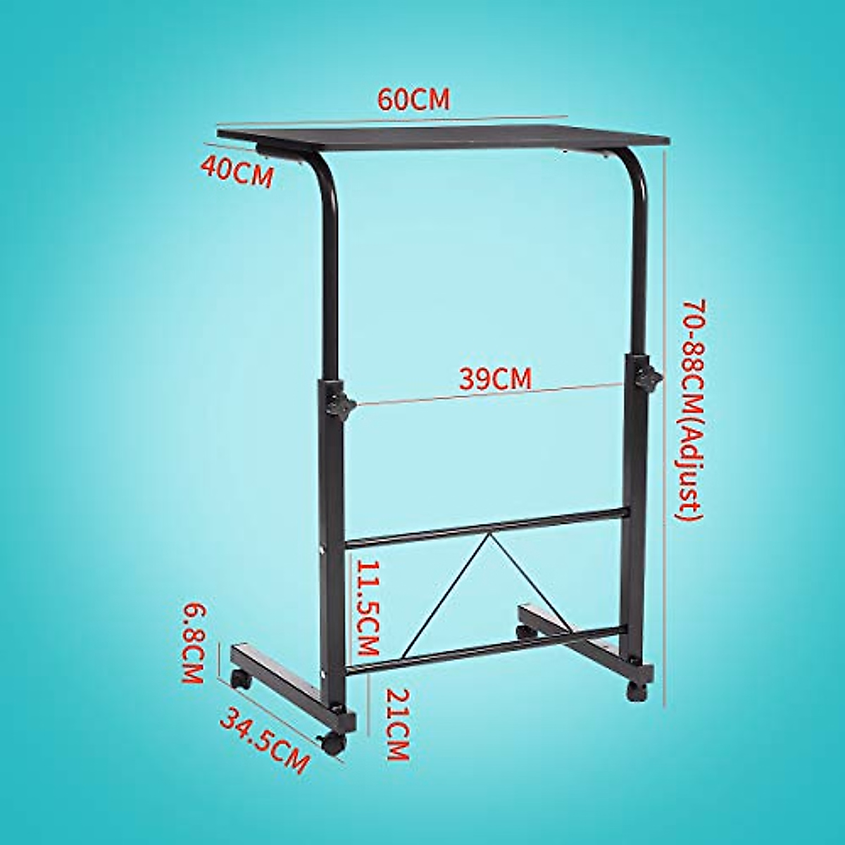 Artiss Wooden Adjustable Height Mobile Computer Desk Student Dorm Multifunctional Folding Table Bedside Desk Laptop Desk Table - (Color: White)