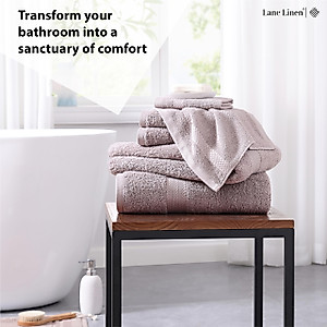 LANE LINEN Bath Towels for Bathroom Set - 100% Cotton Towels Set, 6 Pc Absorbent Towel Sets for Bathroom, Quick Dry Bath Towels Set, 2 Bath Towels for Adults, 2 Hand Towel, 2 Wash Cloths - Platinum