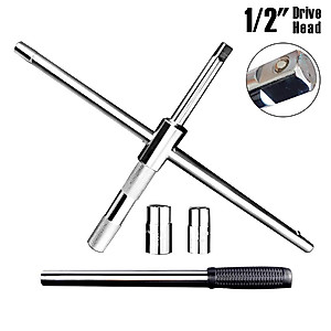 Xergur 23" Universal Extended Lug Wrench, 4 Way Tire Iron Nut Wrench Set with Storage Bag and Standard Sockets (17mm/19mm,21mm/23mm) for Heavy Duty Cross Wrench, Wheel Wrench