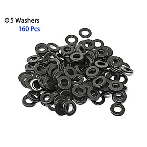 iexcell 480 Pcs M5 x 6/8/10/12/16/20/25/30 Alloy Steel 10.9 Grade Hex Socket Button Head Cap Screws Bolts Nuts Assortment Kit, Black Oxide Finish