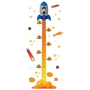 Growth Chart Wall Decals Space Rocket - Rooms and Stickers