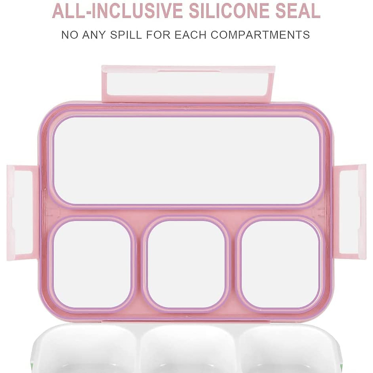 NatraProw 2 Pack Bento Lunch Box for Adults, 4 Compartment Cute Bento Snack Box Leak Proof, 1000ML Bento Box With Utensil, Lunch Container BPA-Free, Microwave Bento Box