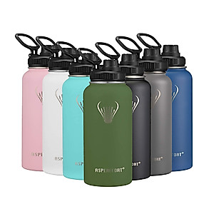 Stainless Steel Water Bottle With Straw Lid Double Walled Vacuum Insulated Metal Thermos Flask Leakproof 32OZ Army Green