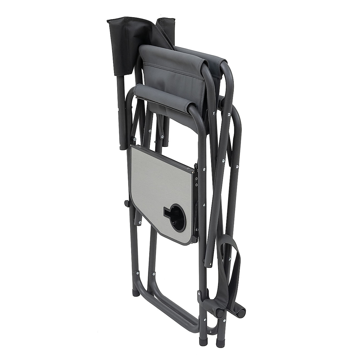 Browning Directors Chair - Outdoor Folding Chairs Made with Durable Fabric and Sturdy Aluminum/Steel Frame, with Extra Tall Seat and Flip-Down Footrest, Plus, Charcoal/Gray