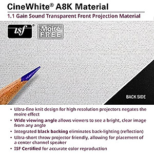 Elite Screens Aeon CineWhite A8K, 150" Diag, 16:9 Aspect Ratio, ISF Certified 8K Ultra HD Home Theater Fixed Frame Edge Free Projection Sound Transparent Perforated Weaved Screen, AR150H-A8K