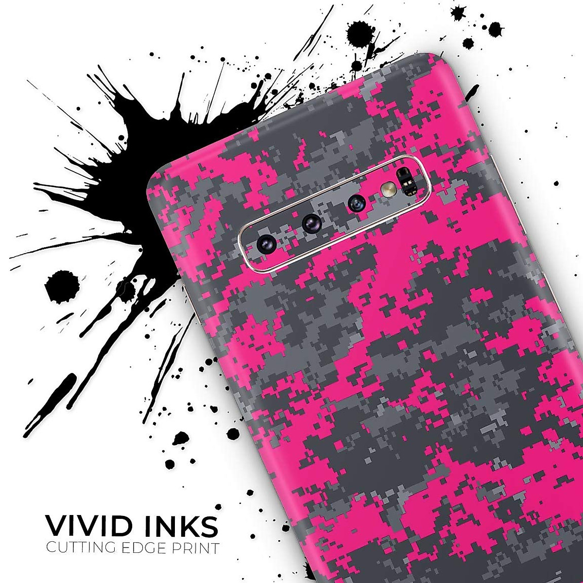 DesignSkinz Bright Pink V2 and Gray Digital Camouflage Protective Vinyl Decal Wrap Skin Cover Compatible with The Samsung Galaxy S20 (Screen Trim & Back Glass Skin)