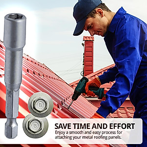 EAGLE 1 Metal Roofing Screws #10 - Painted Hex Head Self-Tapping Screws with EDPM Rubber Washer for Metal to Wood, Vinyl, Small Sheet Metal - Free Magnetic Driver (Zinc, 2 Inch, 500)