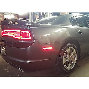 iJDMTOY 75-090-Smoked-Red Smoked Lens Red Full LED Rear Side Marker Light Kit for Dodge 2008-14 Challenger & 2011-14 Charger, Powered by 36 LED Diodes, Replace OEM Back Sidemarker Lamps