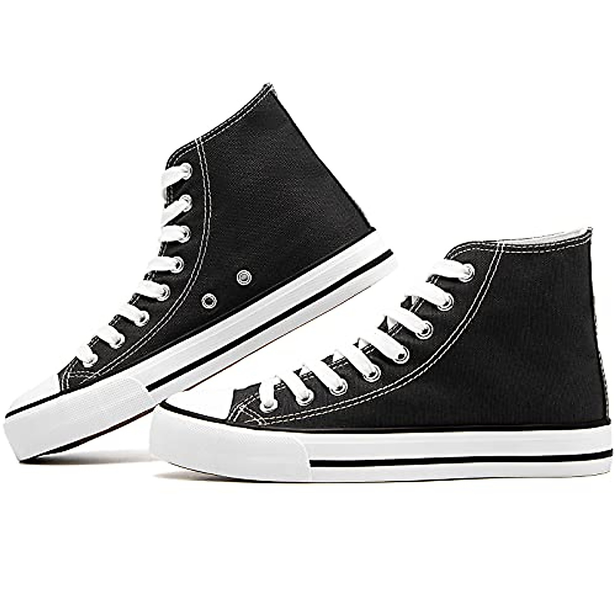 Women's High Top Canvas Shoes Fashion Sneakers Casual Shoes for Walking（Black.US9）