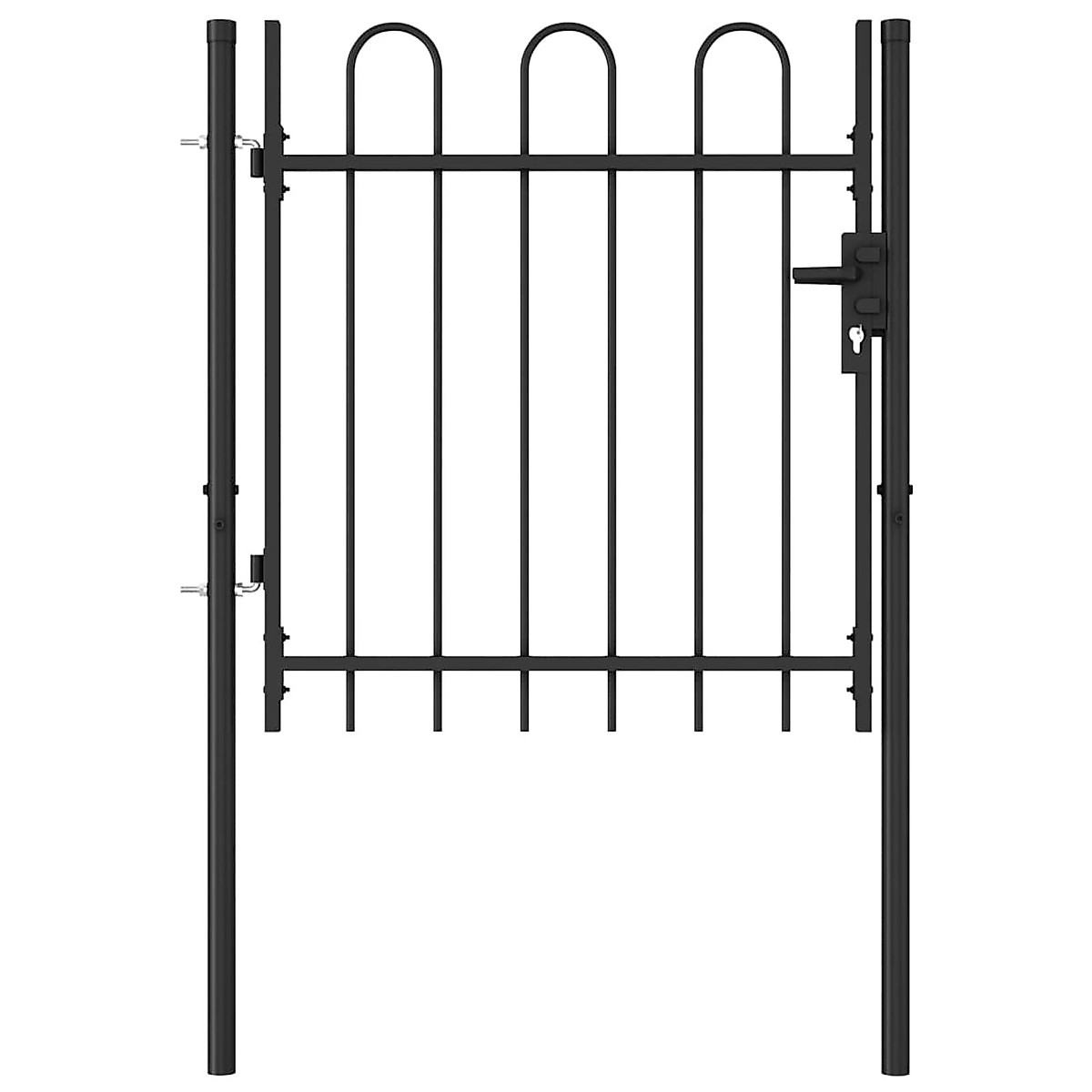 Gecheer Garden Fence Gate Single Door with Arched Top Steel 39.4"x39.4" Black, Lawn Edgings Decorative Fence Panels Outdoor Fence for Dogs Garden Fencing, Animal Barrier Border for Yard Lawn Patio