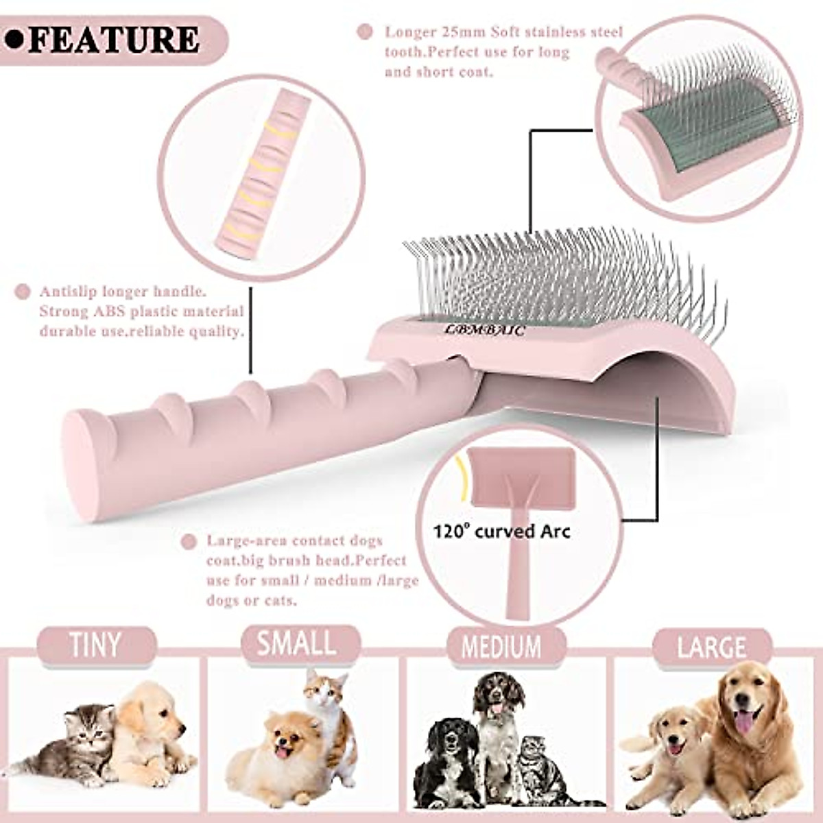 LBMBAIC Slicker brush for dogs with super denser soft extral long pin slicker dog brush for thick and long hair doodle and poodle brush fluff,detangle and style.Goldendoodle Long Pin Brush for Dogs.25mm(1'')