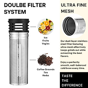 LAFEECA Cold Brew Coffee Maker - Iced Tea Brewer with Airtight Lid - Stainless Dual Ultra Filter - Tritan Pitcher - 1500 ml / 51 oz - Dune