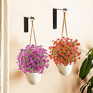 Tepaler Artificial Flowers 6 Bundles Outdoor UV Resistant Fake Flowers No Fade Faux Plastic Greenery Shrubs Home Garden Porch Window Box Decorating (Purple)