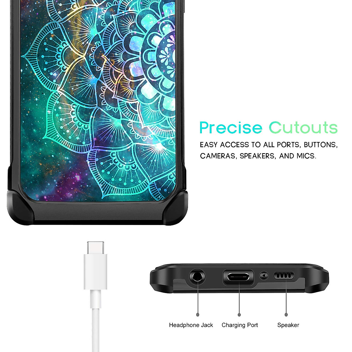 BENTOBEN Galaxy S10 Plus Case,Slim Fit Glow in The Dark Shockproof 2 in 1 Hard PC Soft Bumper Dual Layer Hybrid Protective Cover for Samsung Galaxy S10 Plus 6.4" Case, Mandala in Galaxy