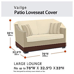 Vailge 2-Seater Heavy Duty Patio Bench Loveseat Cover,100% Waterproof Outdoor Sofa Cover, Lawn Patio Furniture Covers with Air Vent, Medium(Standard), Beige & Brown