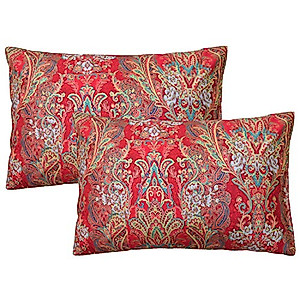 Softta Luxury European Floral Bedding Bohemian Queen 3 Pcs Damask Paisley Pattern Baroque Duvet Cover Sets 100% Egyptian Cotton 1000 Thread Count Burgundy red and Gold