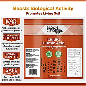 Organic Liquid Humic Soil Health Formula, Great for Houseplants, Gardens and Lawns, by Bloom City, Gallon (128 oz) Concentrated Makes 120+ Gallons