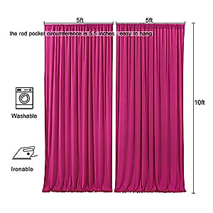 10x10 Fuchsia Backdrop Curtain for Parties Birthday Party Wrinkle Free Hot Pink Photo Curtains Backdrop Drapes Fabric Decoration for Wedding 5ft x 10ft,2 Panels