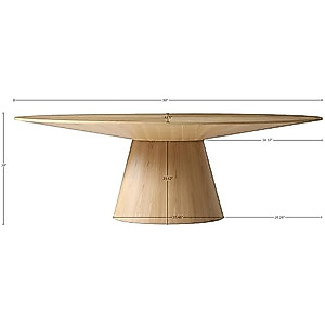Meridian Furniture Gavin Collection Mid Century Oval White Oak Wood Dining Table, 90" W x 43.5" D x 30" H