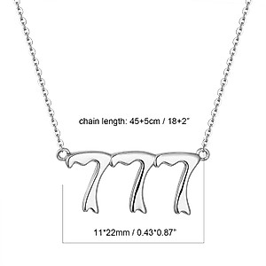 LQXY 925 Sterling Silver Angel Number 777 Necklace for Women
