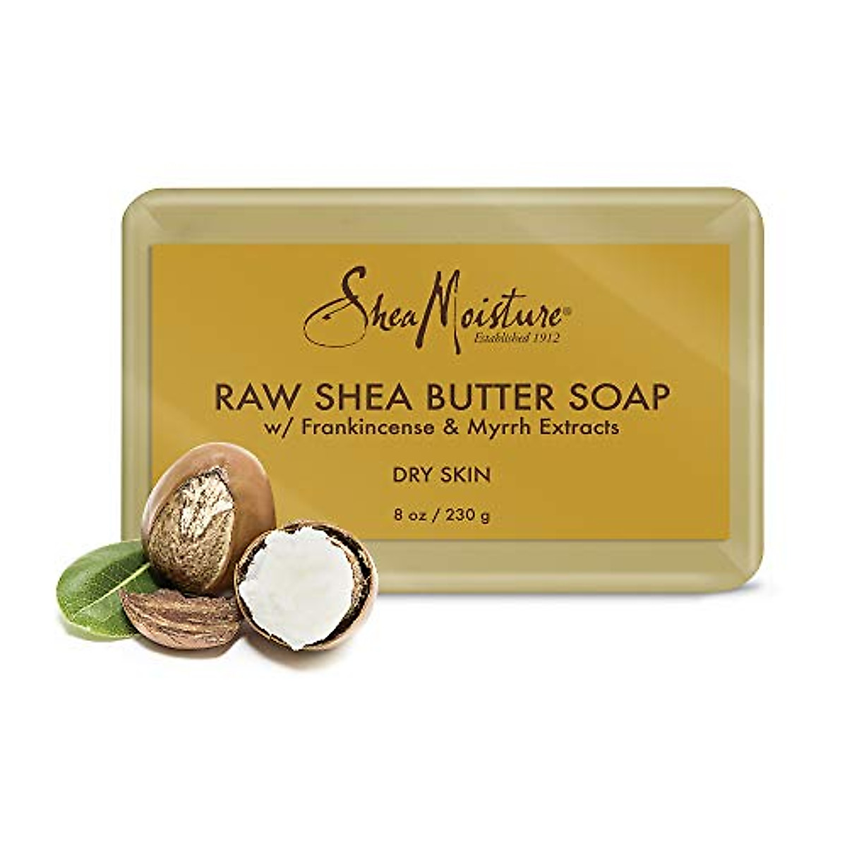 SheaMoisture Face and Body Bar Soap for Dry Skin with Paraben Free, Raw Shea Butter, Myrhh, 8 Ounce, (Pack of 3)