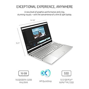 HP Pavilion 15 Laptop, 11th Gen Intel Core i7-1165G7 Processor, 16 GB RAM, 512 GB SSD Storage, Full HD IPS micro-edge Display, Windows 11 Pro, Compact Design, Long Battery Life