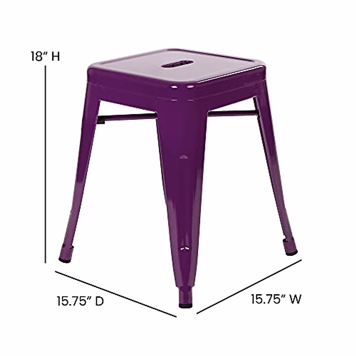 Flash Furniture Metal Dining-Table Height Stool - Backless Purple Commercial Grade Stool - 18 Inch Stackable Dining Chair - Set of 4